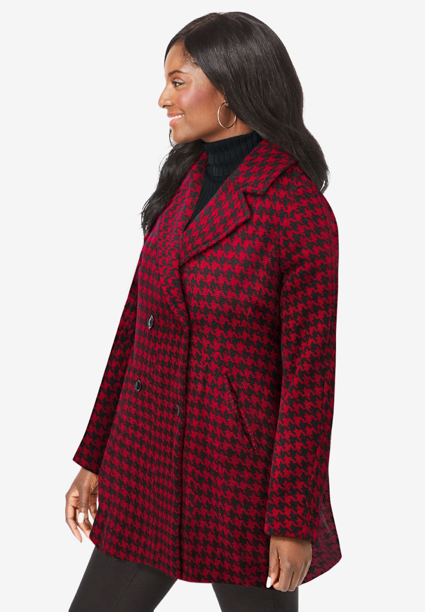 Ladies' A-Line Wool Peacoat, Classic Red | Jessica London