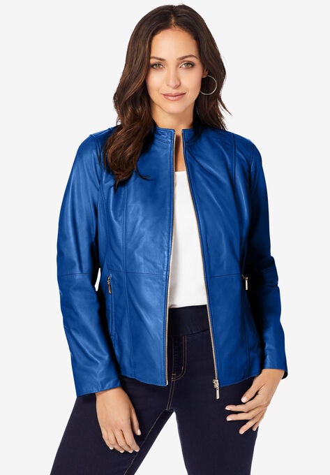 Zip Front Leather Jacket | Jessica London
