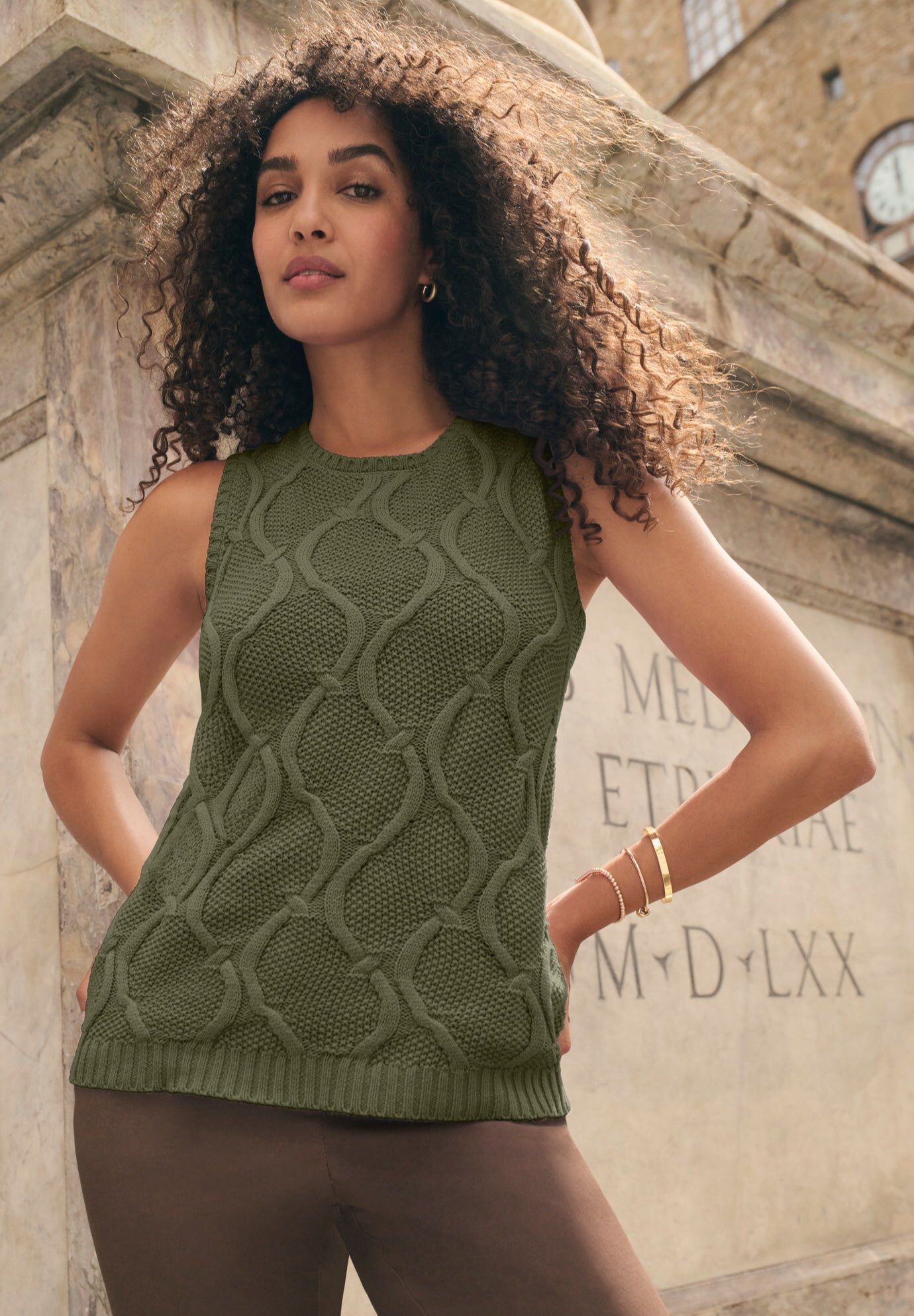 Sleeveless Cable Shell | Jessica London