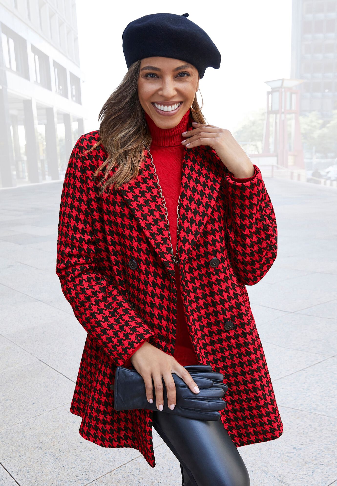 Ladies' A-Line Wool Peacoat, Classic Red | Jessica London