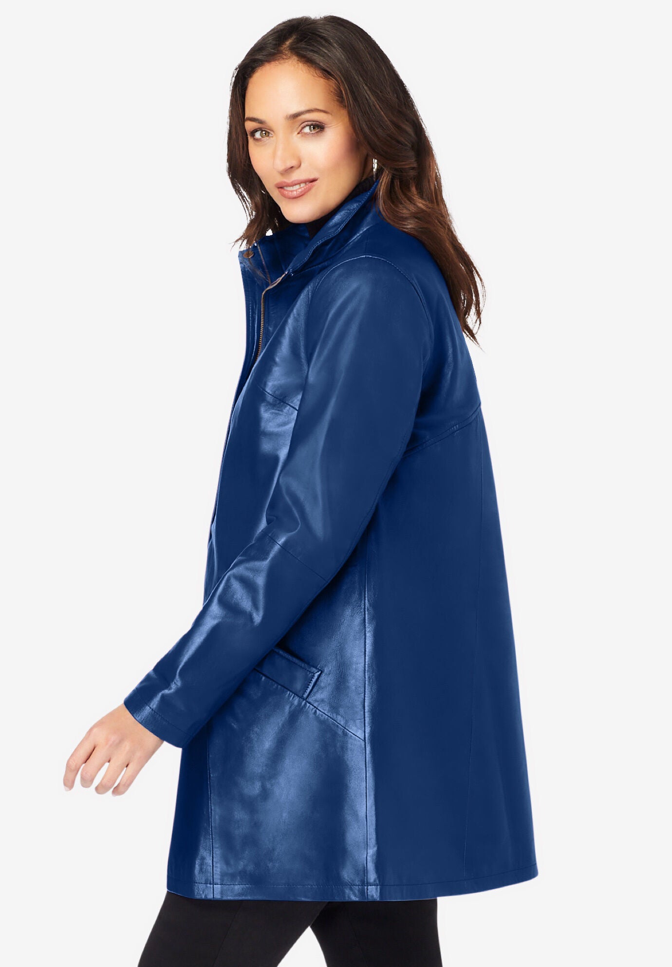 Professional A-Line Zip Front Leather Jacket, Rich Burgundy | Jessica ...