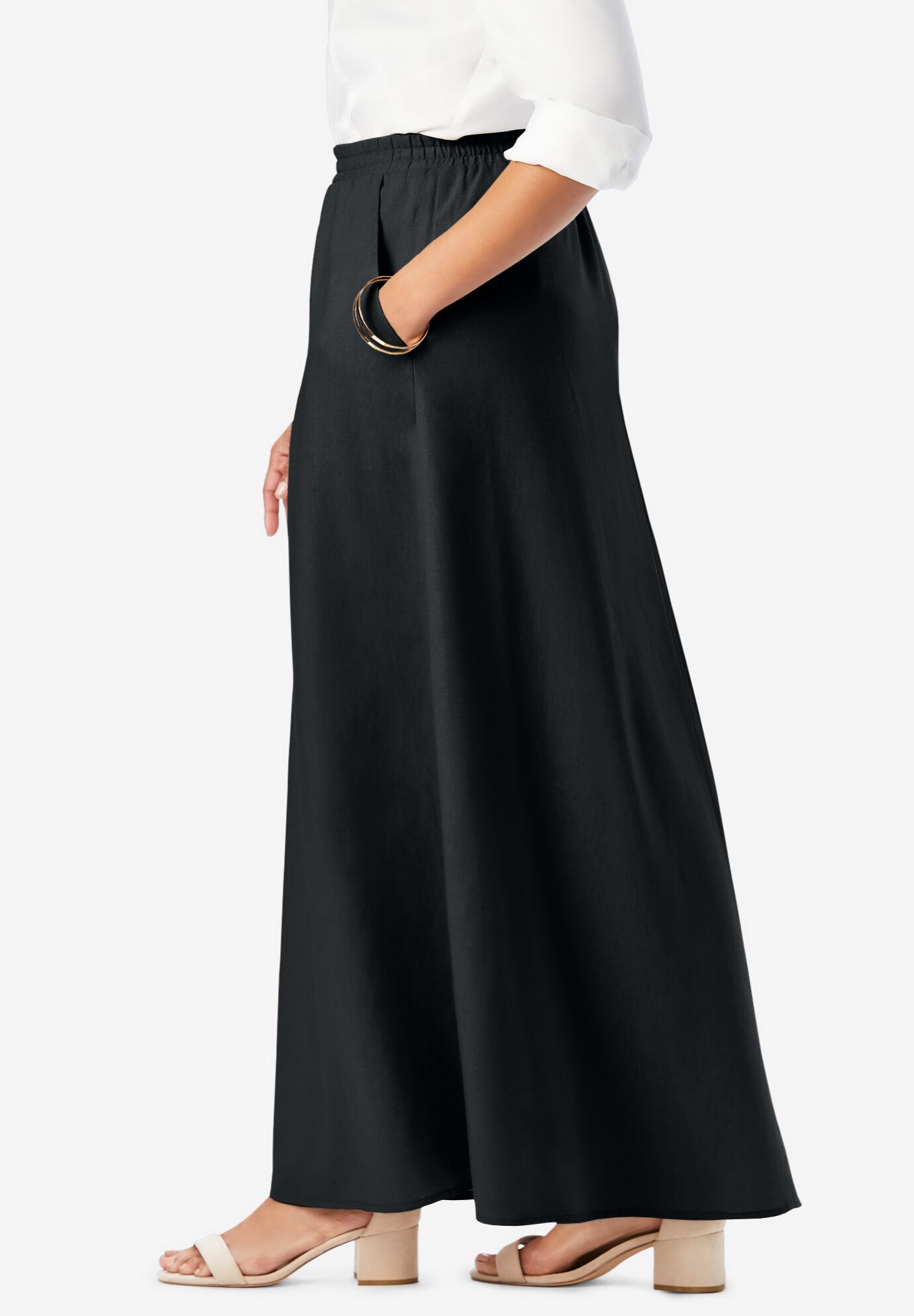 Ladies' Linen Maxi Skirt, Black | Jessica London