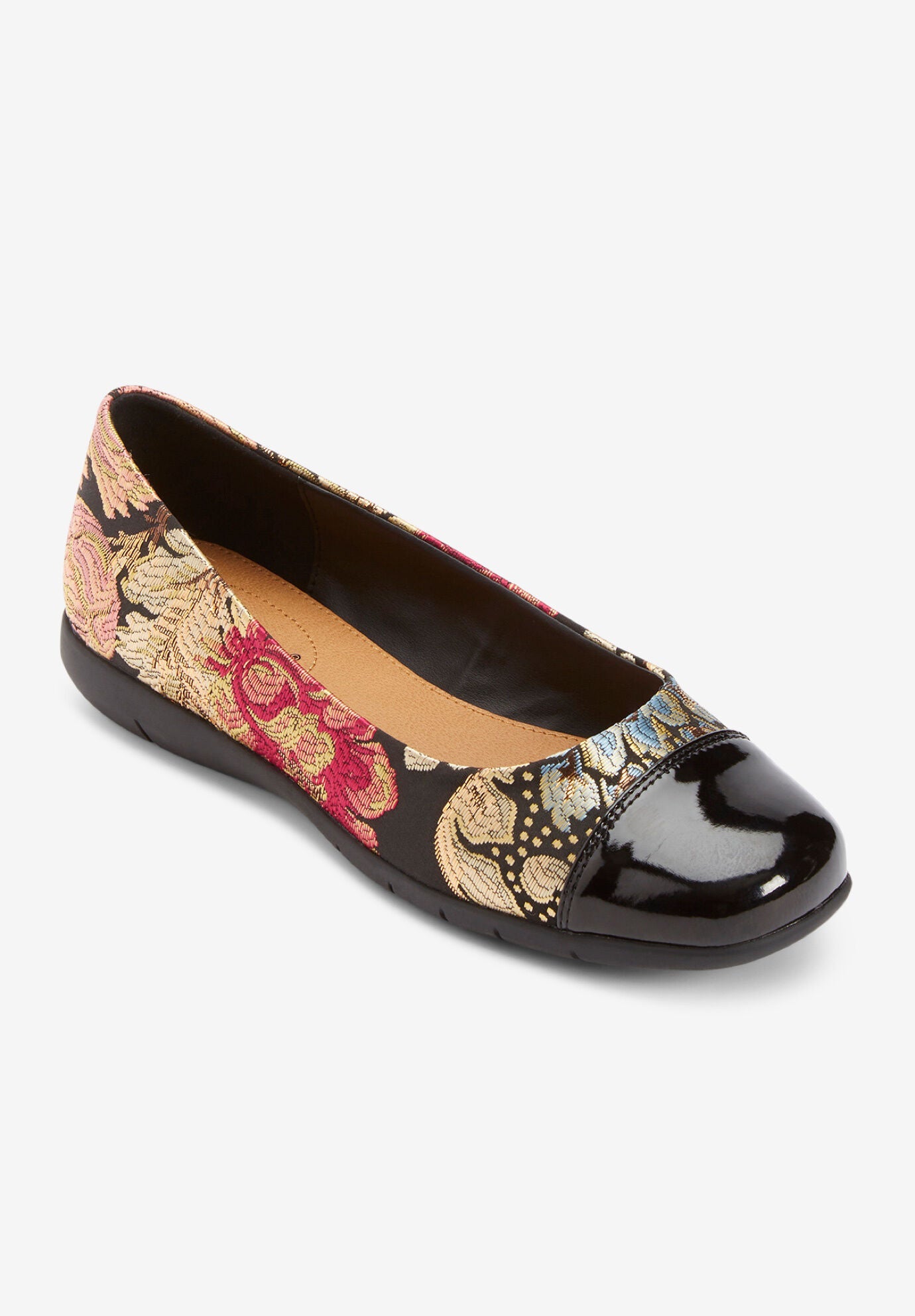 Ladies' The Fay Slip On Flat, Floral Metallic | Jessica London
