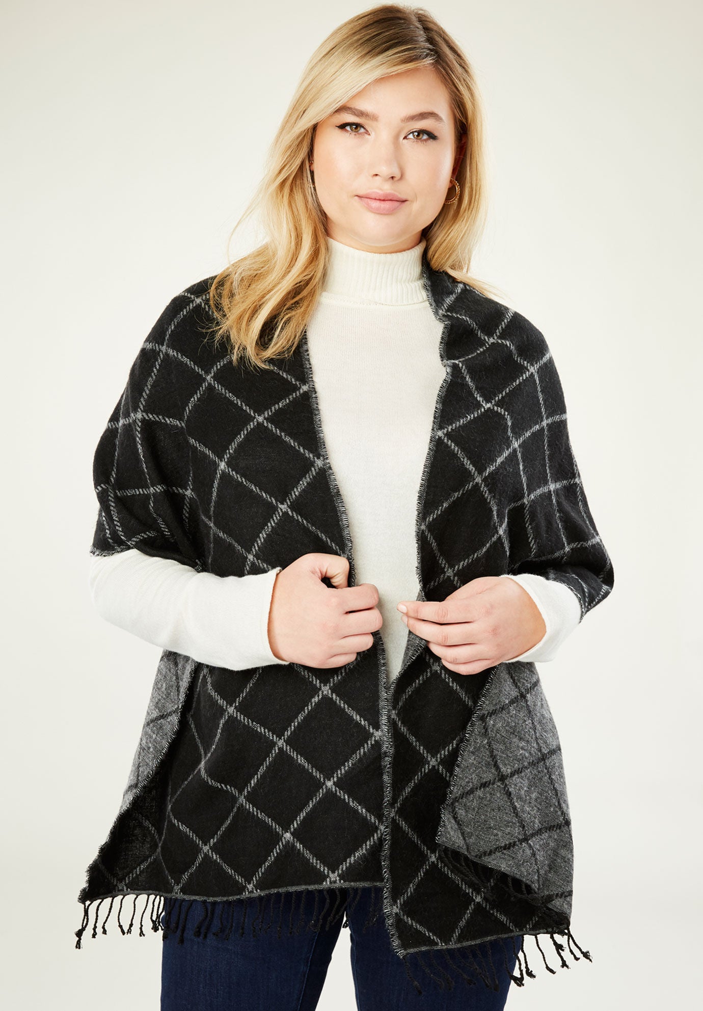 Ladies' Long Scarf, Houndstooth | Jessica London