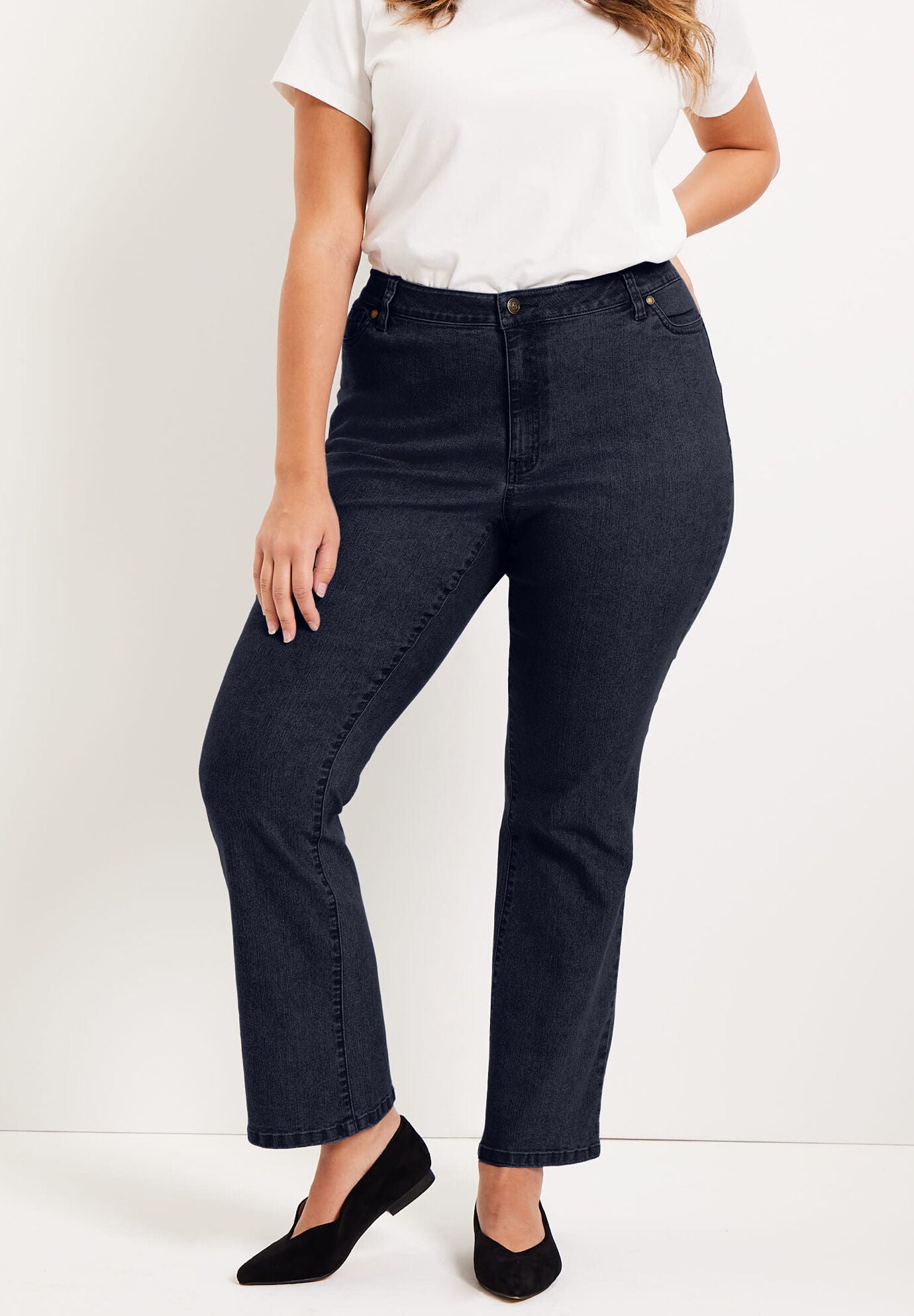 Ladies' Curvie Fit Bootcut Jeans, Dark Blue | Jessica London