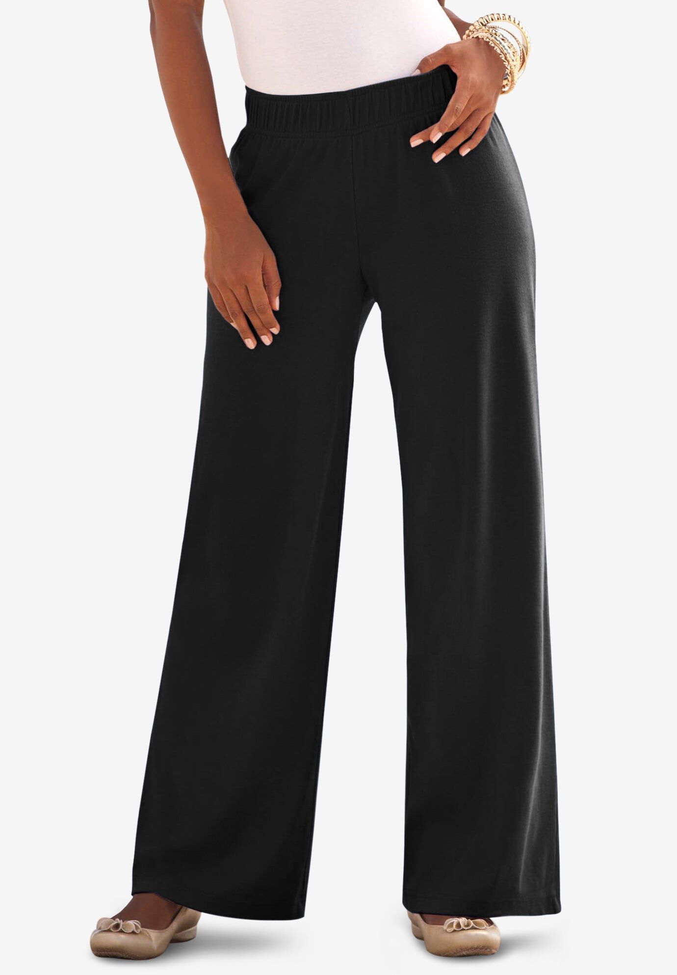 Wide Leg Soft Knit Pant | Jessica London