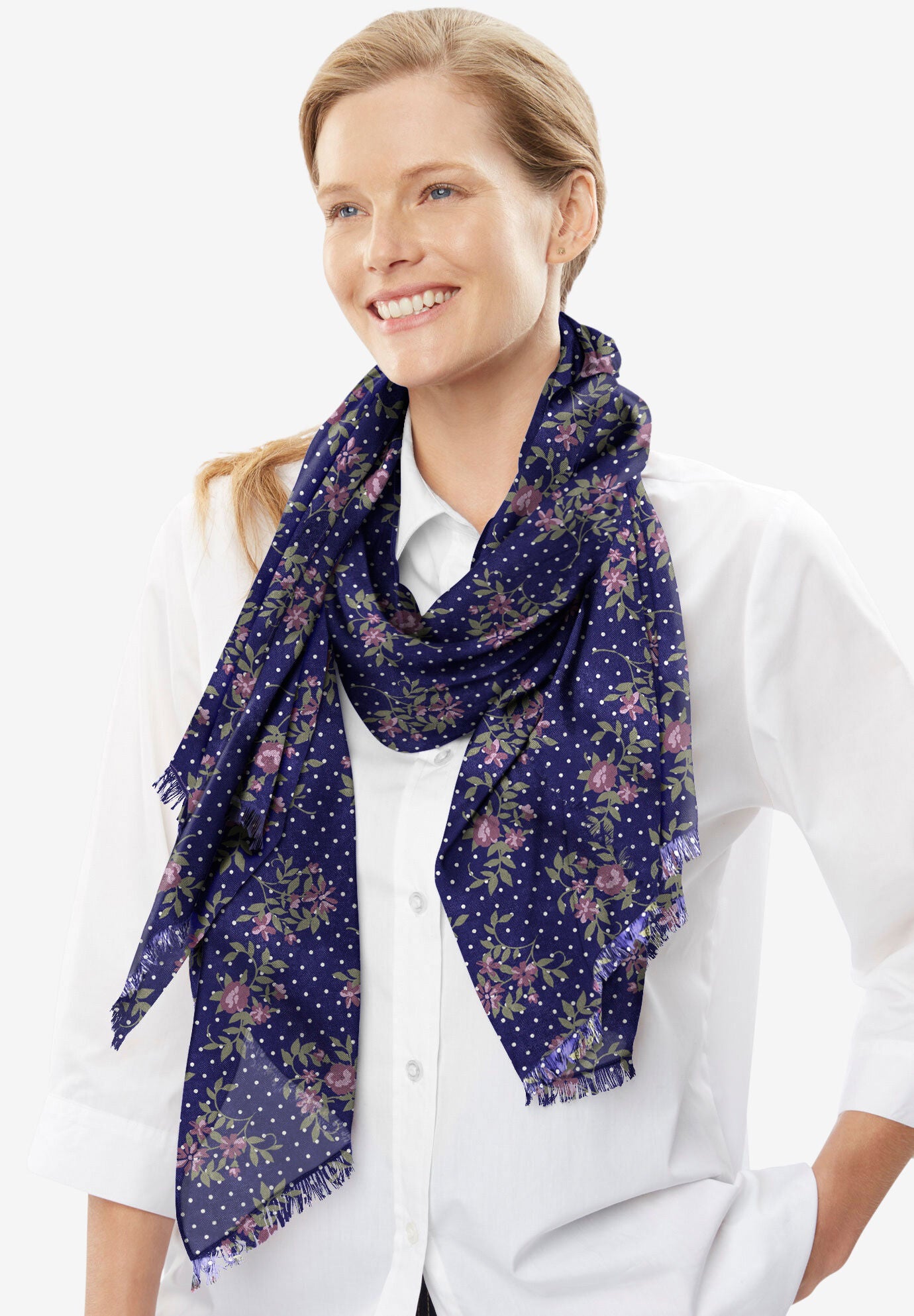 Ladies' Lightweight Scarf, Black Petal Paisley | Jessica London