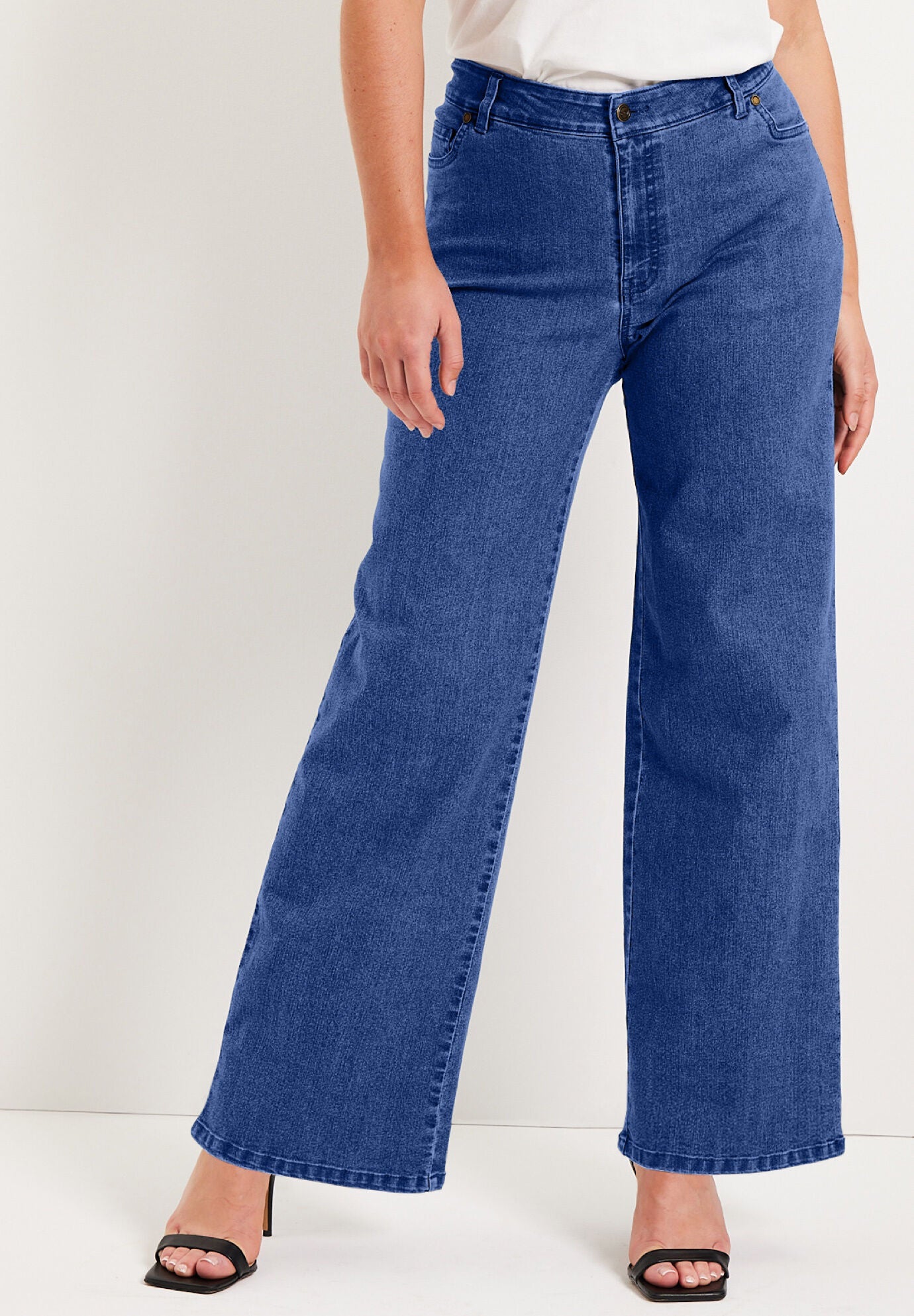 Ladies' June Fit Wide-Leg Jeans, Medium Blue | Jessica London