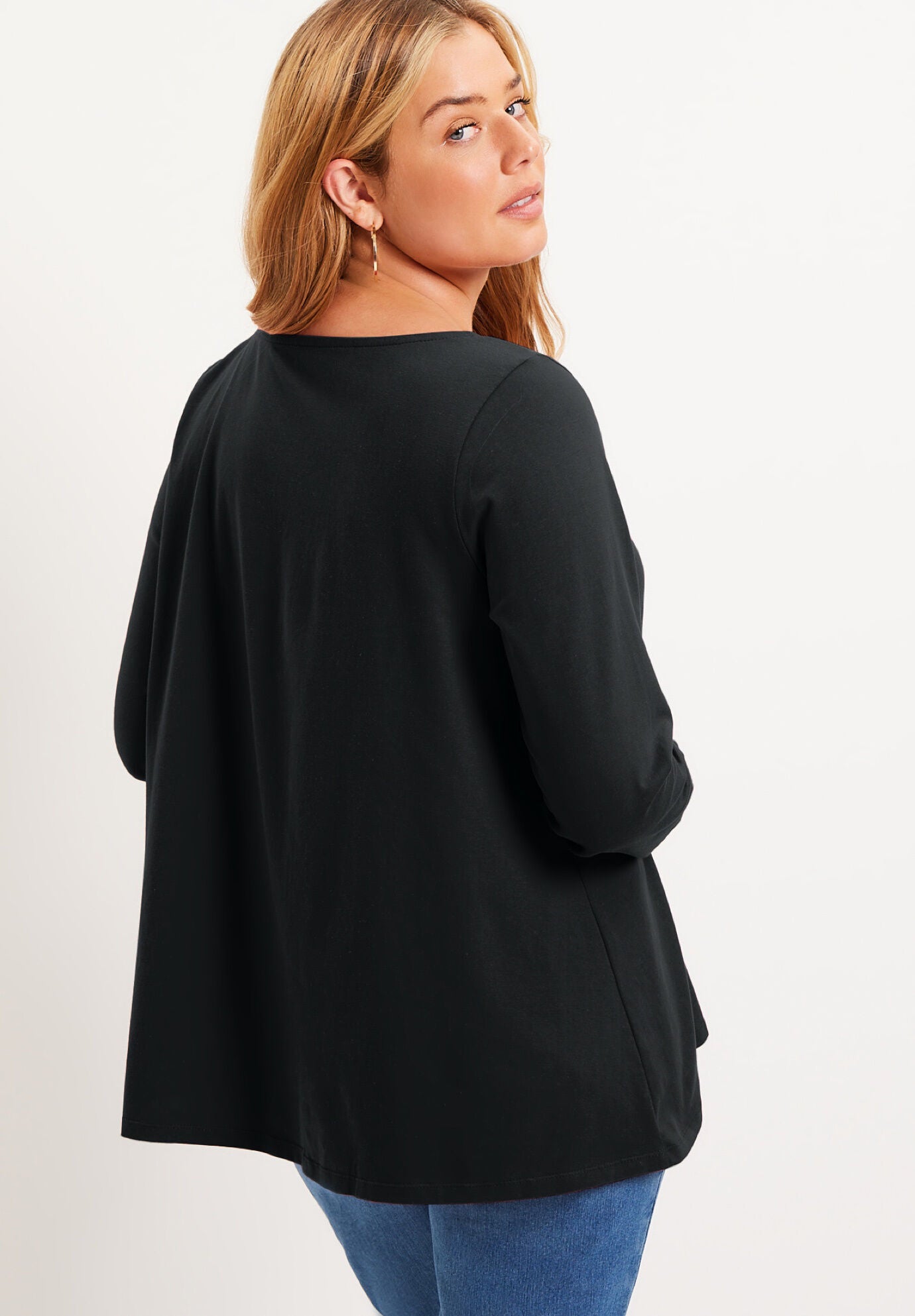 Ladies' Long-Sleeve Swing One + Only Tee, Pink Whisper | Jessica London