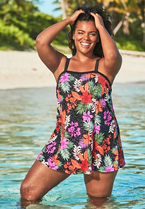 Banded Swim Dress| Plus Size Swim Dresses | Jessica London
