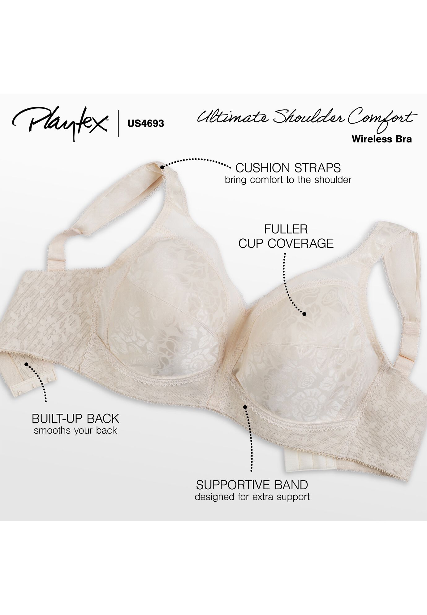 Ladies' Playtex® 18 Hour Ultimate Shoulder Comfort Wireless Bra 4693 ...