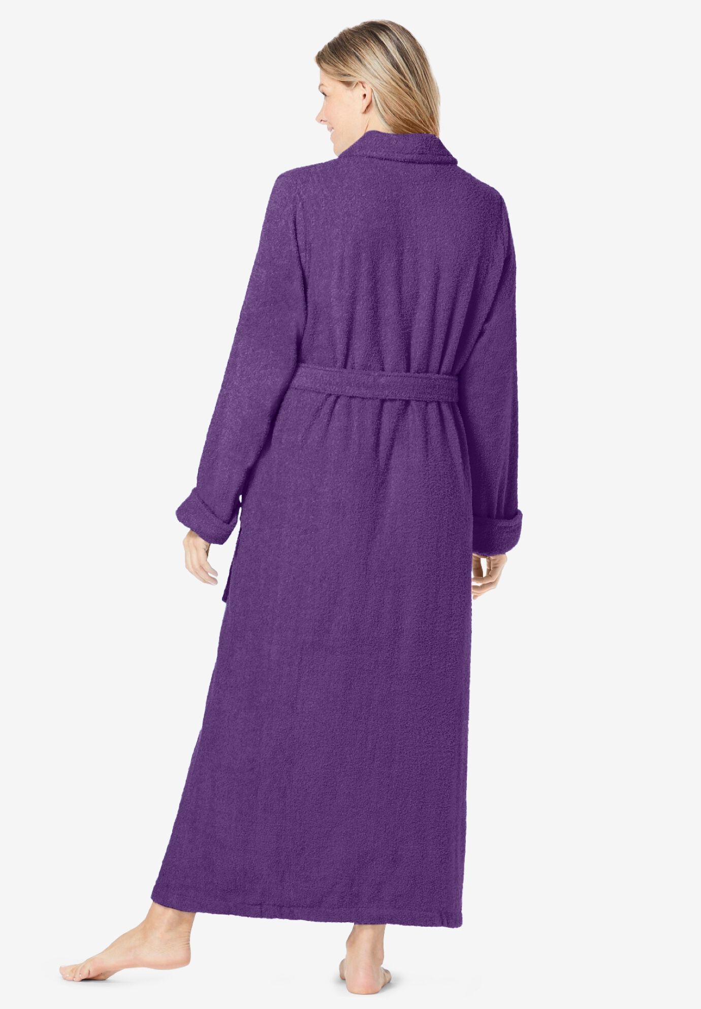 Ladies' Long Terry Robe, Rich Violet | Jessica London