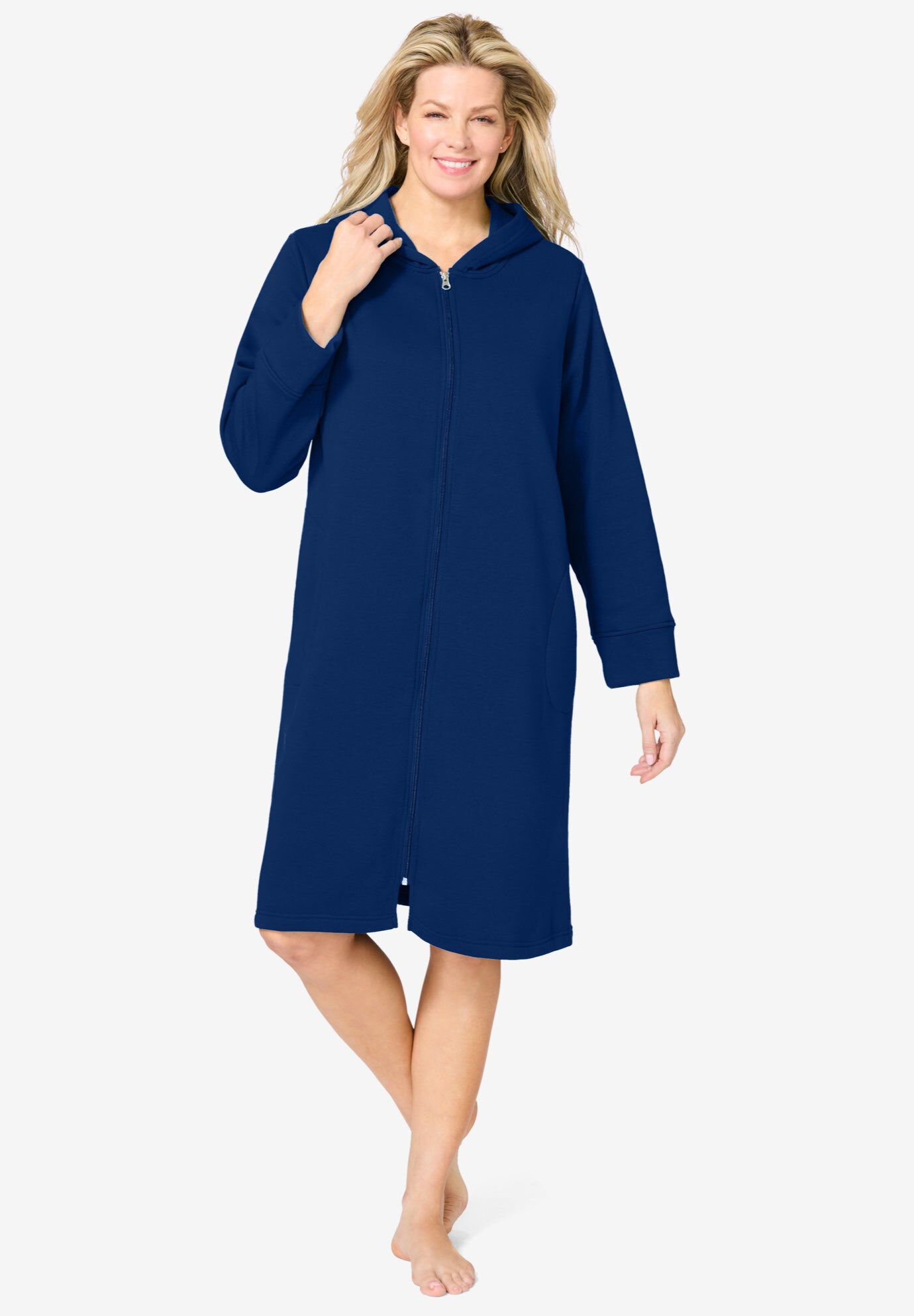 Ladies' Short Hooded Sweatshirt Robe, French Blue Star Moon | Jessica ...