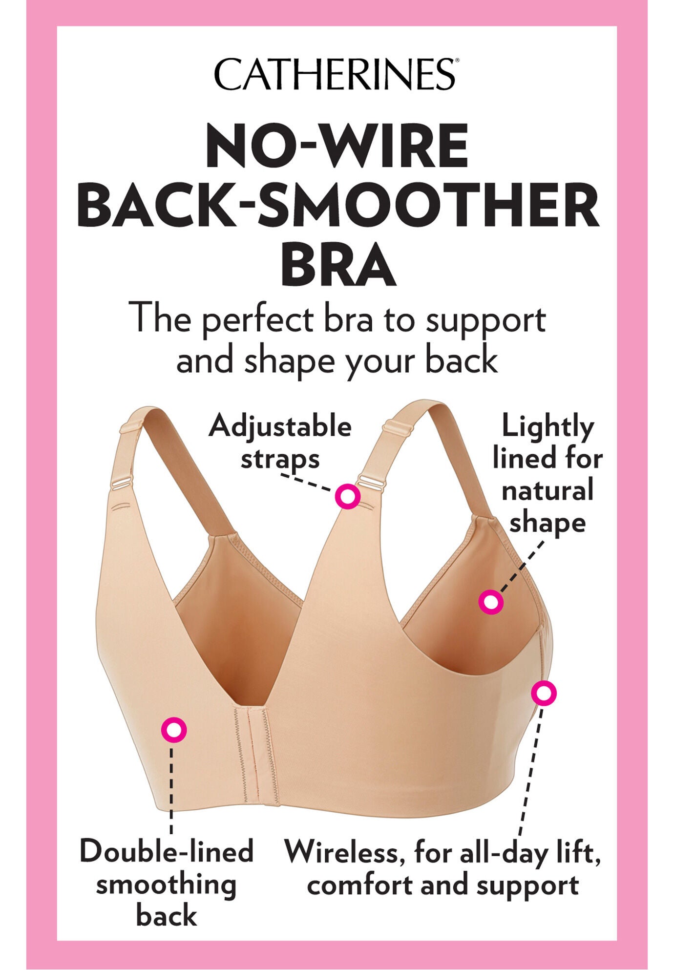 Ladies' Wireless Back Smoothing Bra, Raspberry Sorbet Flower | Jessica ...