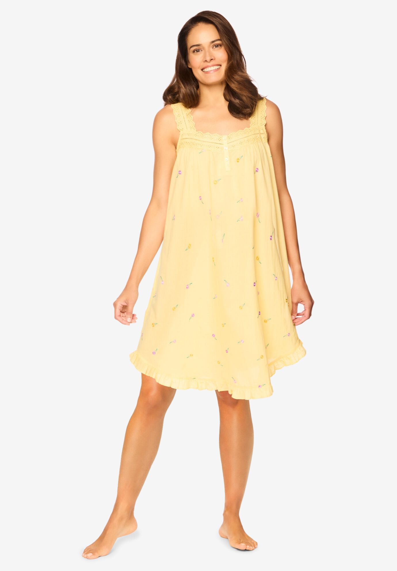 Short Embroidered Nightgown | Jessica London