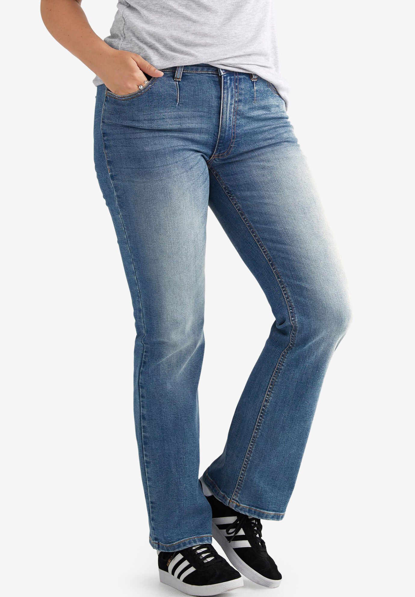 Ladies' Bootcut Stretch Jeans, Light Stonewash | Jessica London