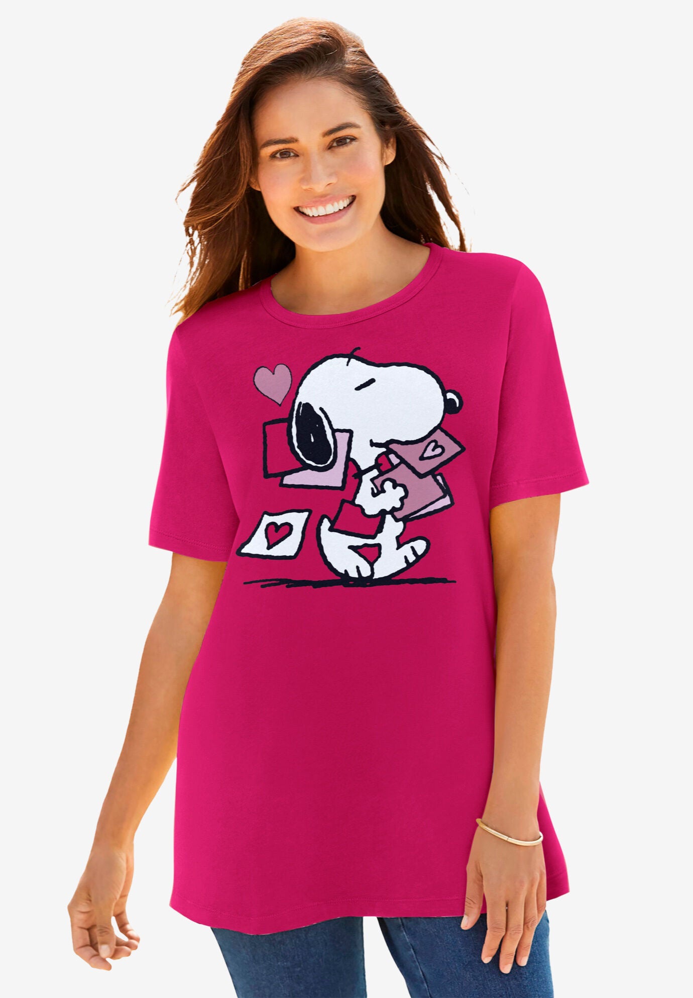 Ladies' Peanuts Women’s Short Sleeve Valentine’s Day Snoopy, 4487483 ...