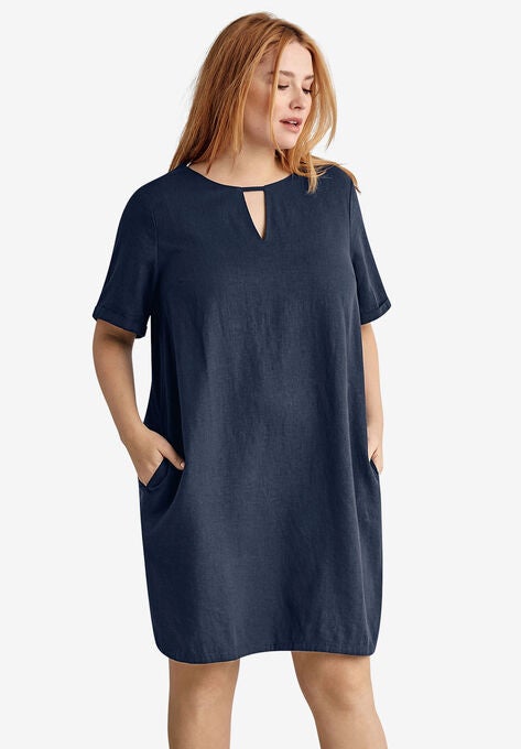Linen-Blend A-Line Dress | Jessica London