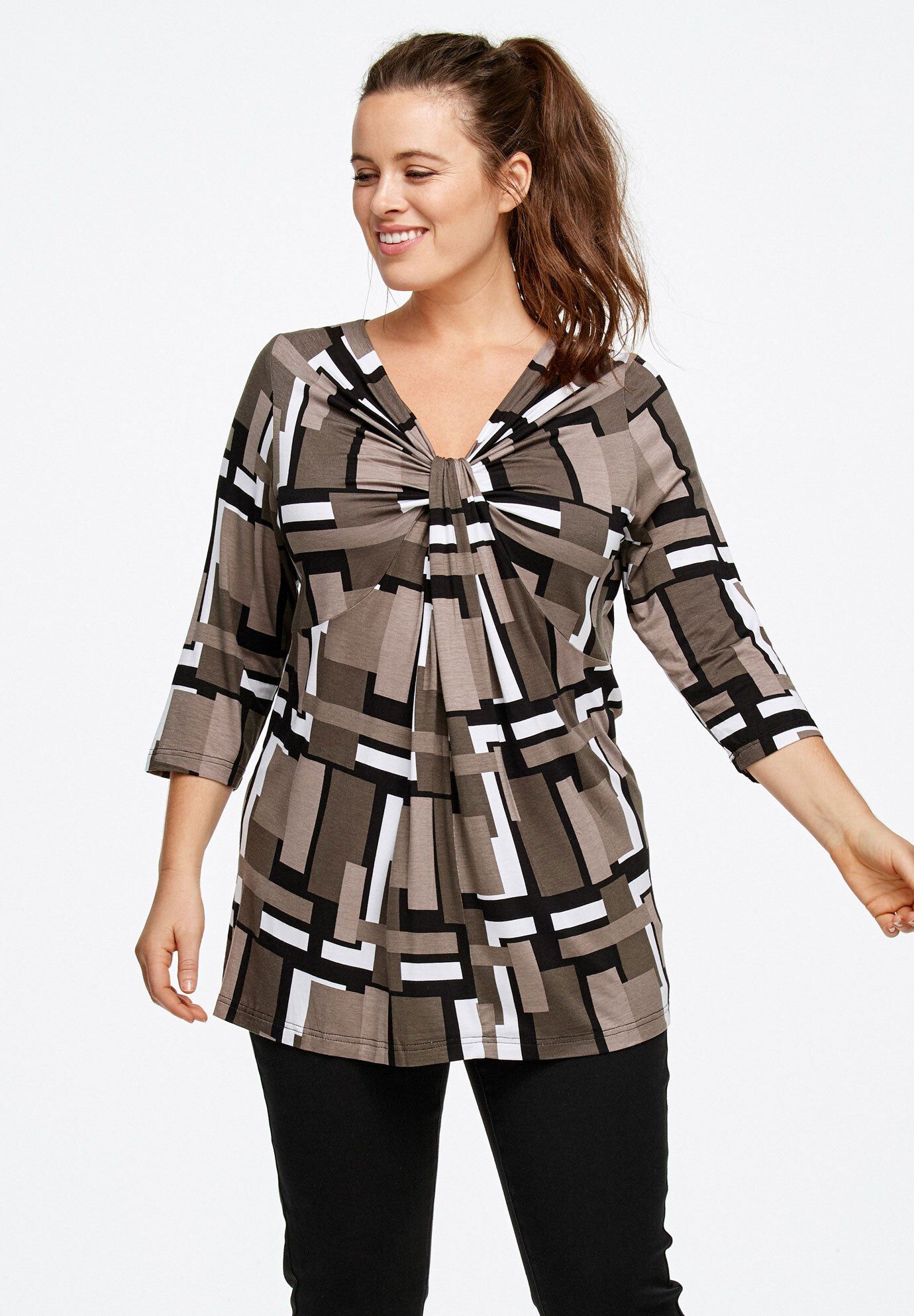 Work Twisted Knot-Front Tunic, Twilight Blue | Jessica London