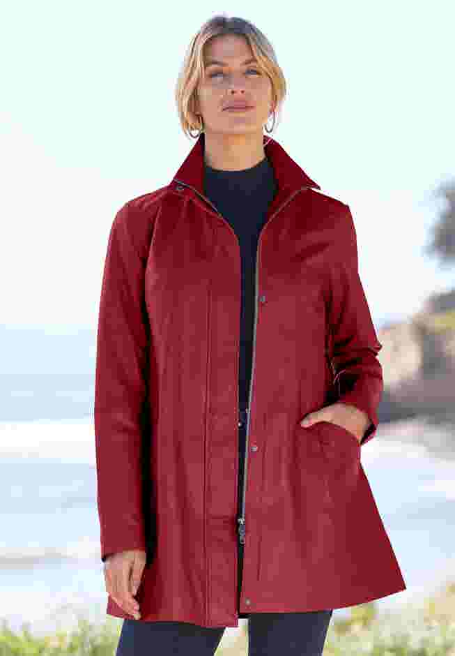 Professional A-Line Zip Front Leather Jacket, Rich Burgundy | Jessica ...