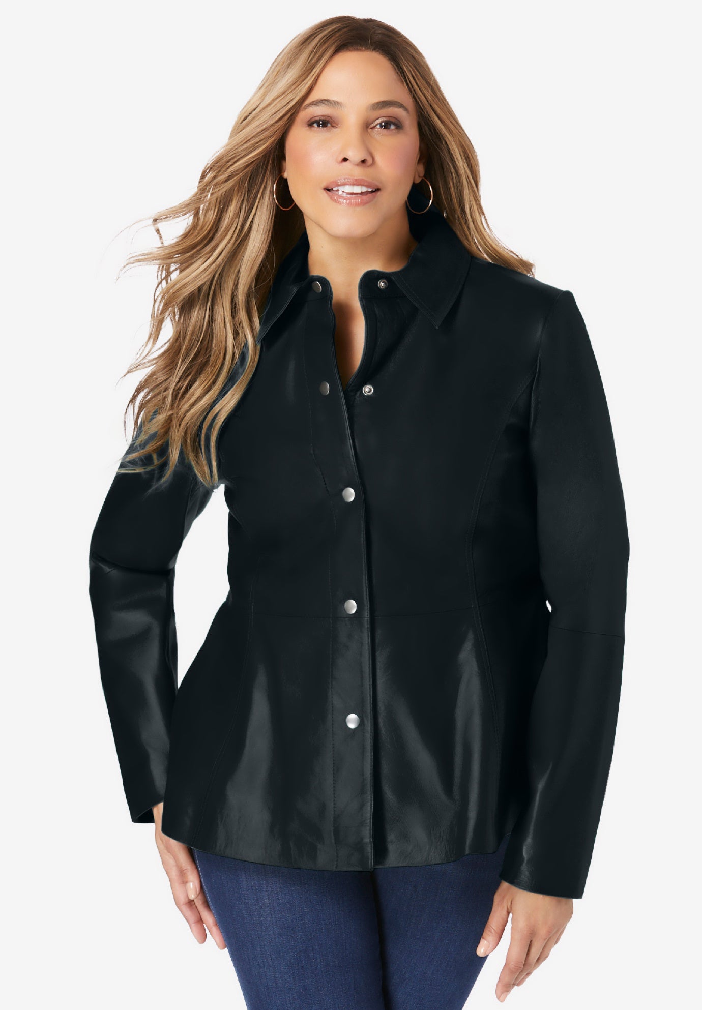 Leather Peplum Jacket | Jessica London