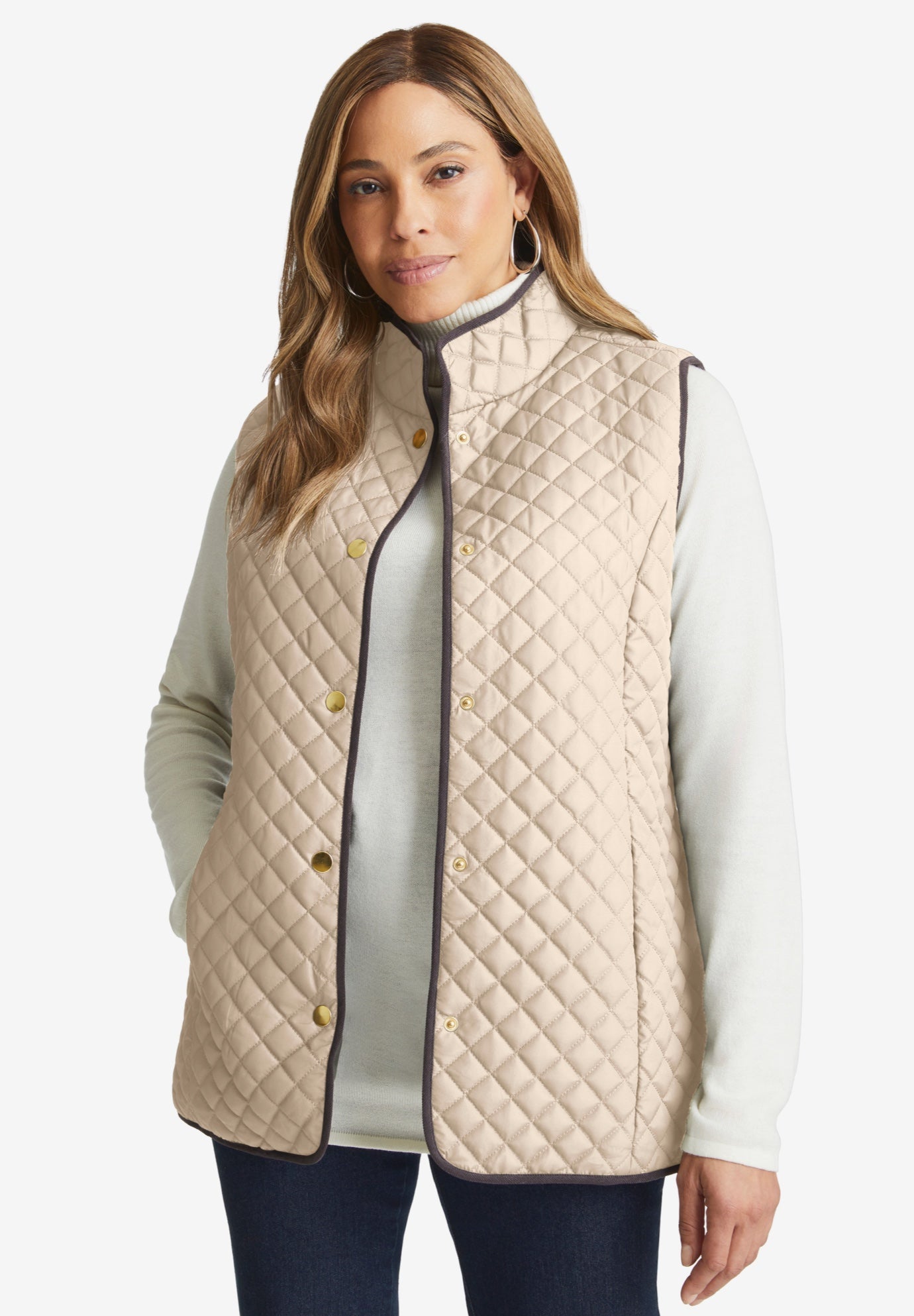 Ladies' Quilted Vest, Black | Jessica London