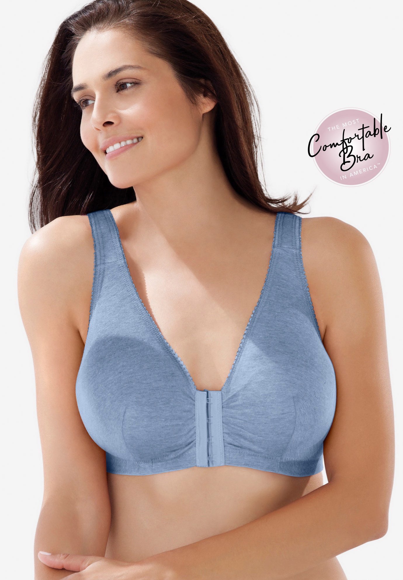 Leading Lady® Meryl Cotton Front Close Wireless Bra Plus Sizesports