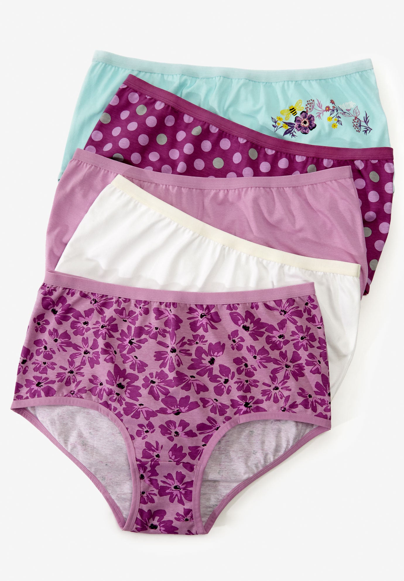 5 Pack Stretch Cotton Full Cut Brief By Comfort Choice® Plus Size Panties Packs Jessica London