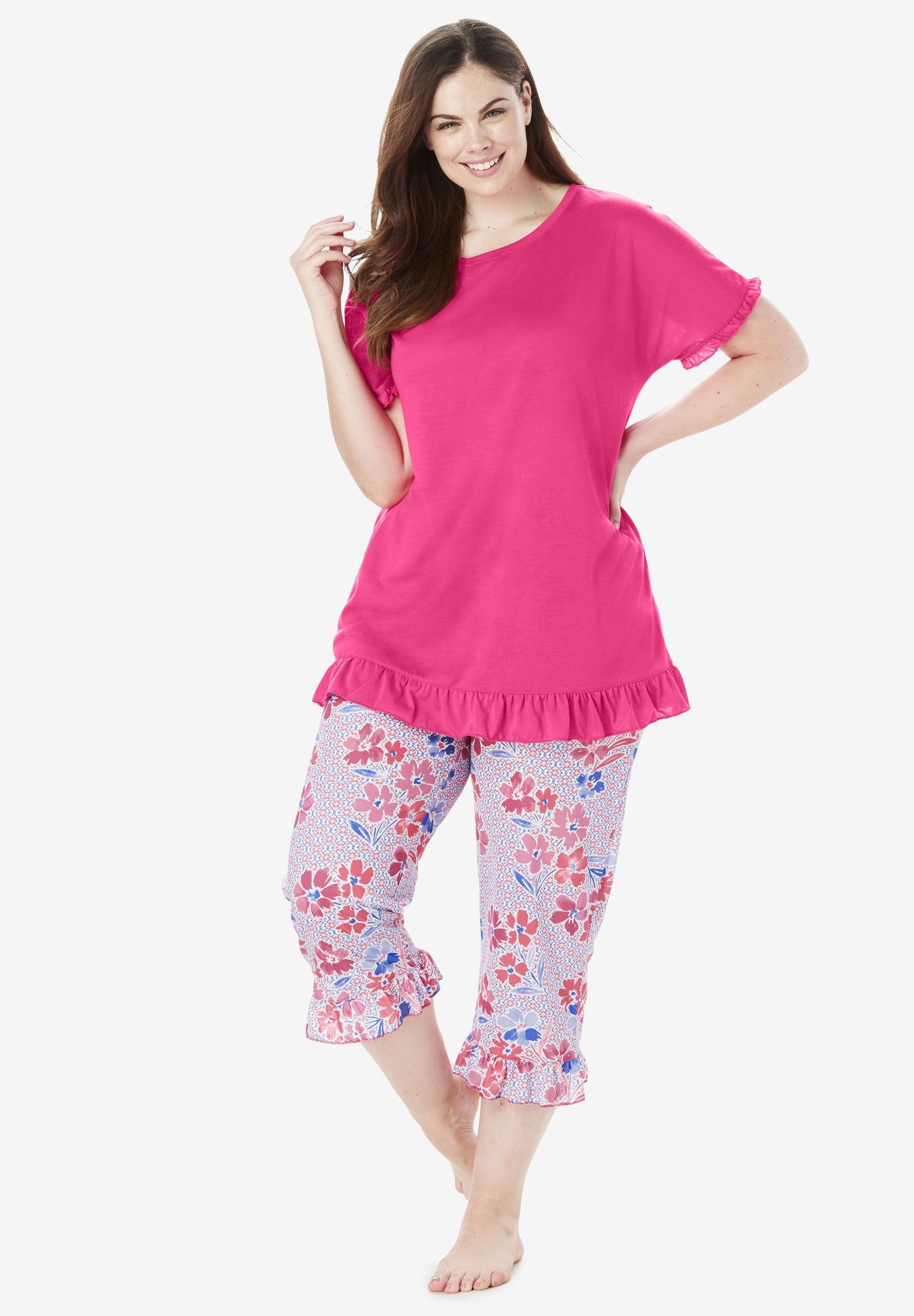 Cool Dreams Ruffled Capri Pajama Set Plus Size Pajama Sets Jessica